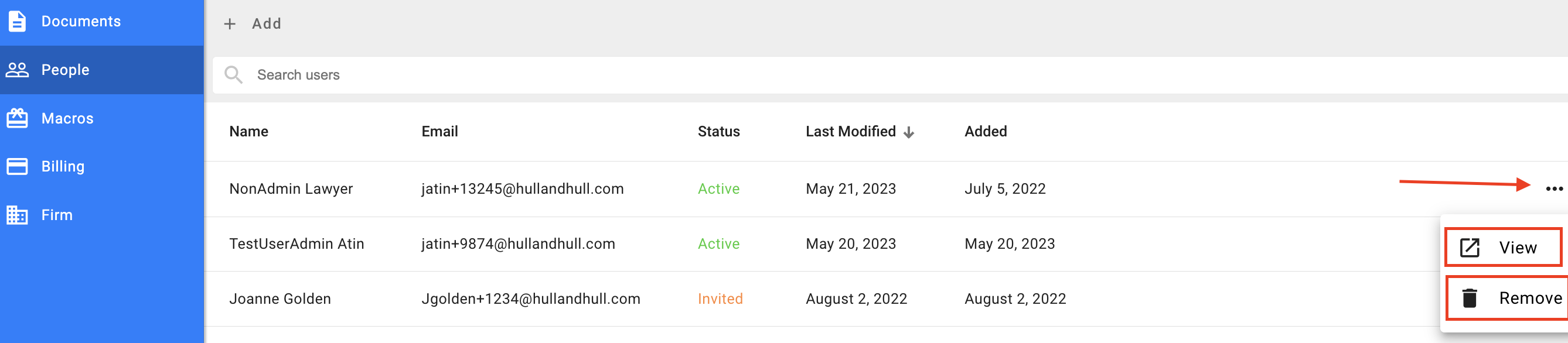 Edit/Remove a User – e-State Planner